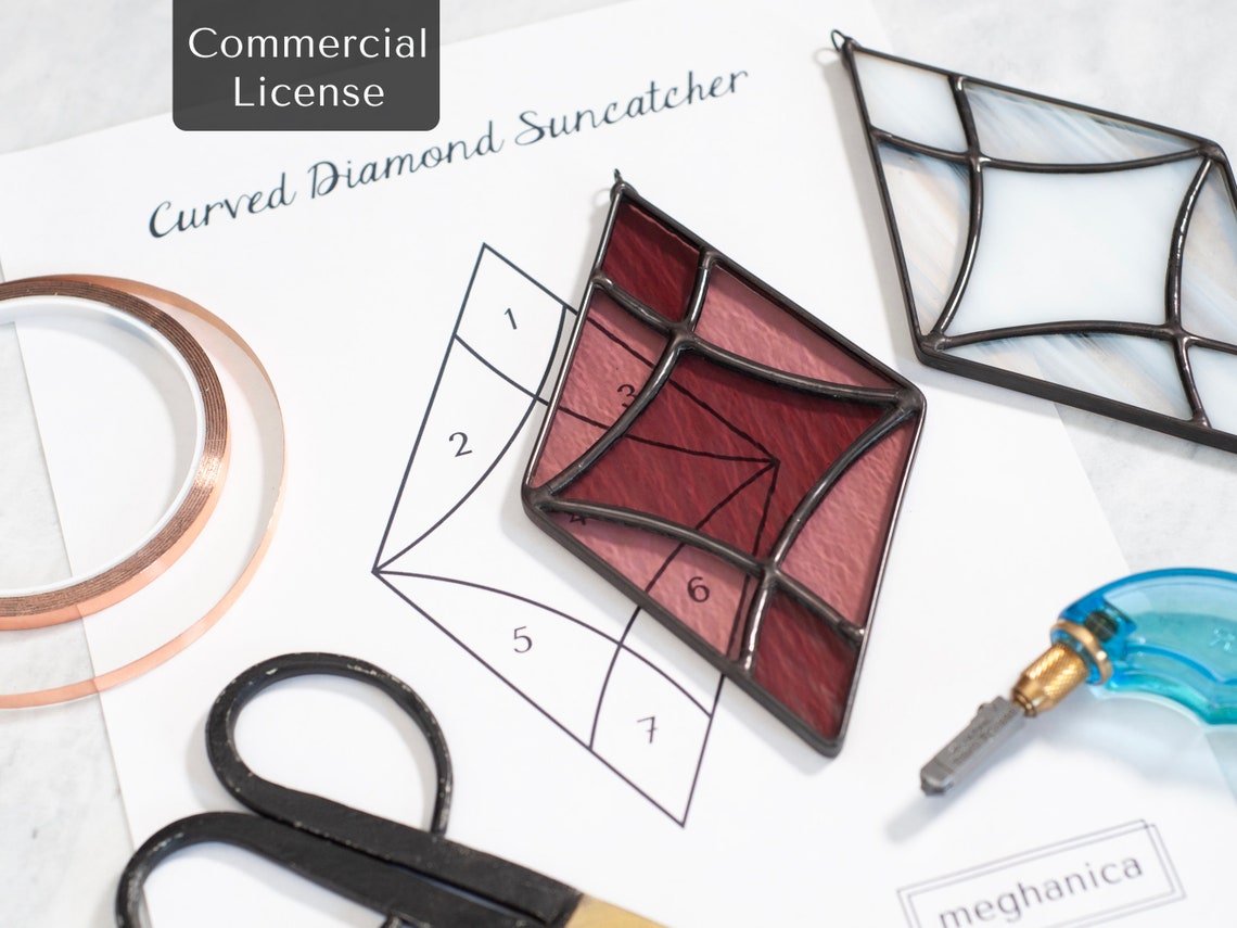 Instant Download Stained Glass Pattern- Curved Diamond Suncatcher ...