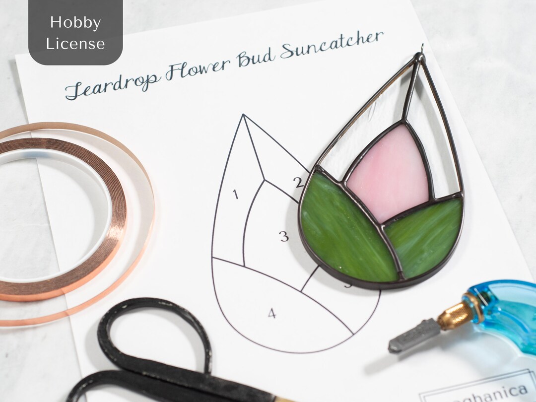 Instant Download Stained Glass Pattern Flower Bud Suncatcher - Etsy