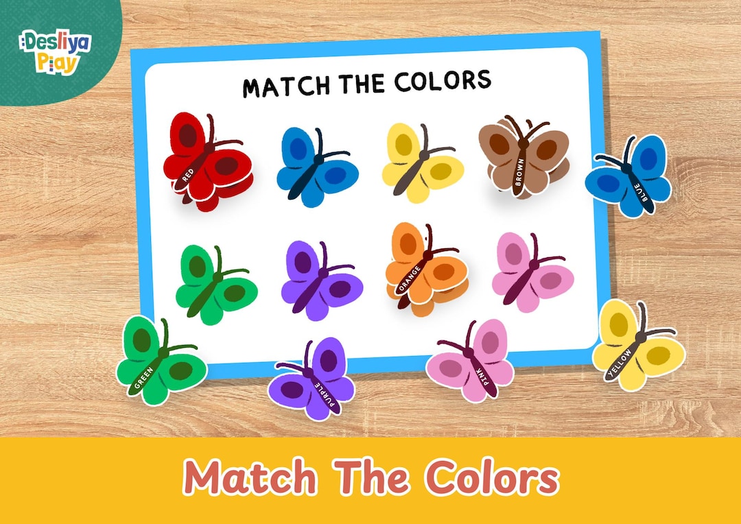 Butterfly Color Matching Worksheet for Kids | Montessori Acitivity ...