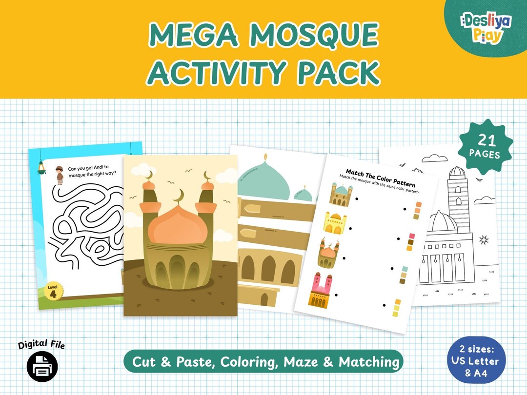 Mosque Activity Pack for Kids | Islamic Printable Games (PDF Format) - Etsy