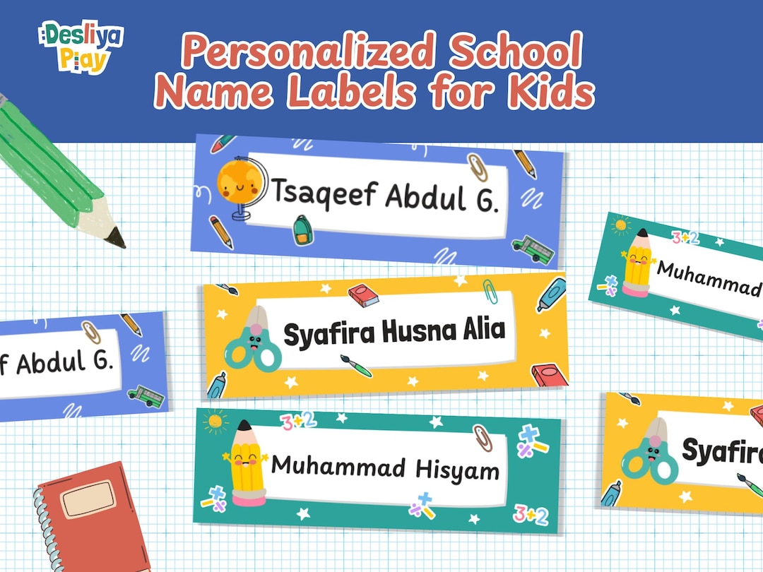 Personalized School Name Labels for Kids | Custom Waterproof Name ...