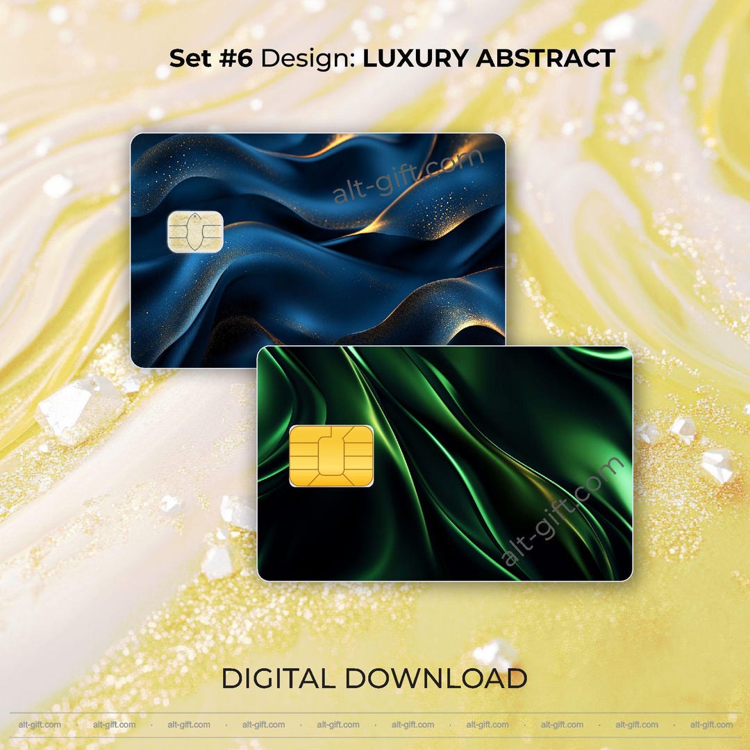 Credit Card Sticker Printable Template Luxury Abstract Blue Gold ...