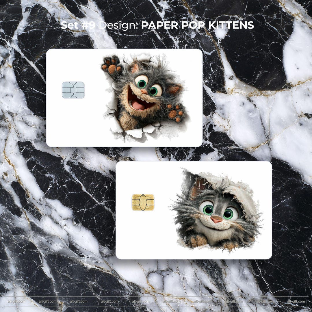 Credit Card Skin Printable Template, Debit Card Sticker, Kawaii Kitten ...