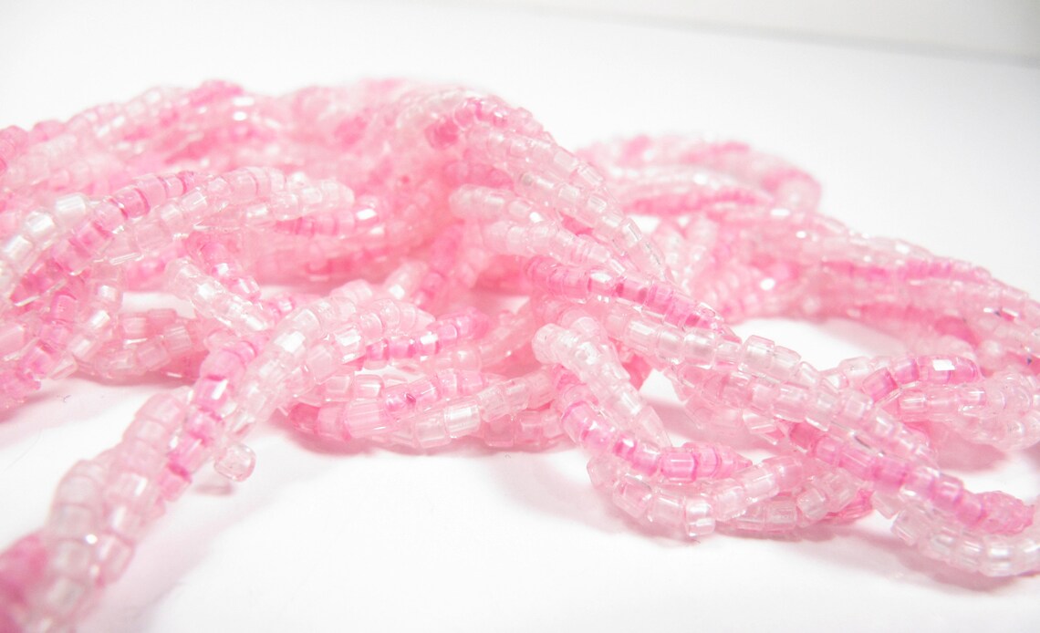 Single Twisted Strand Bubblegum Pink Seed Beads Necklace Flapper 54 ...