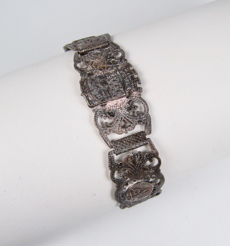 Vintage French Paris Souvenir Link Panel Bracelet Filigree - Etsy