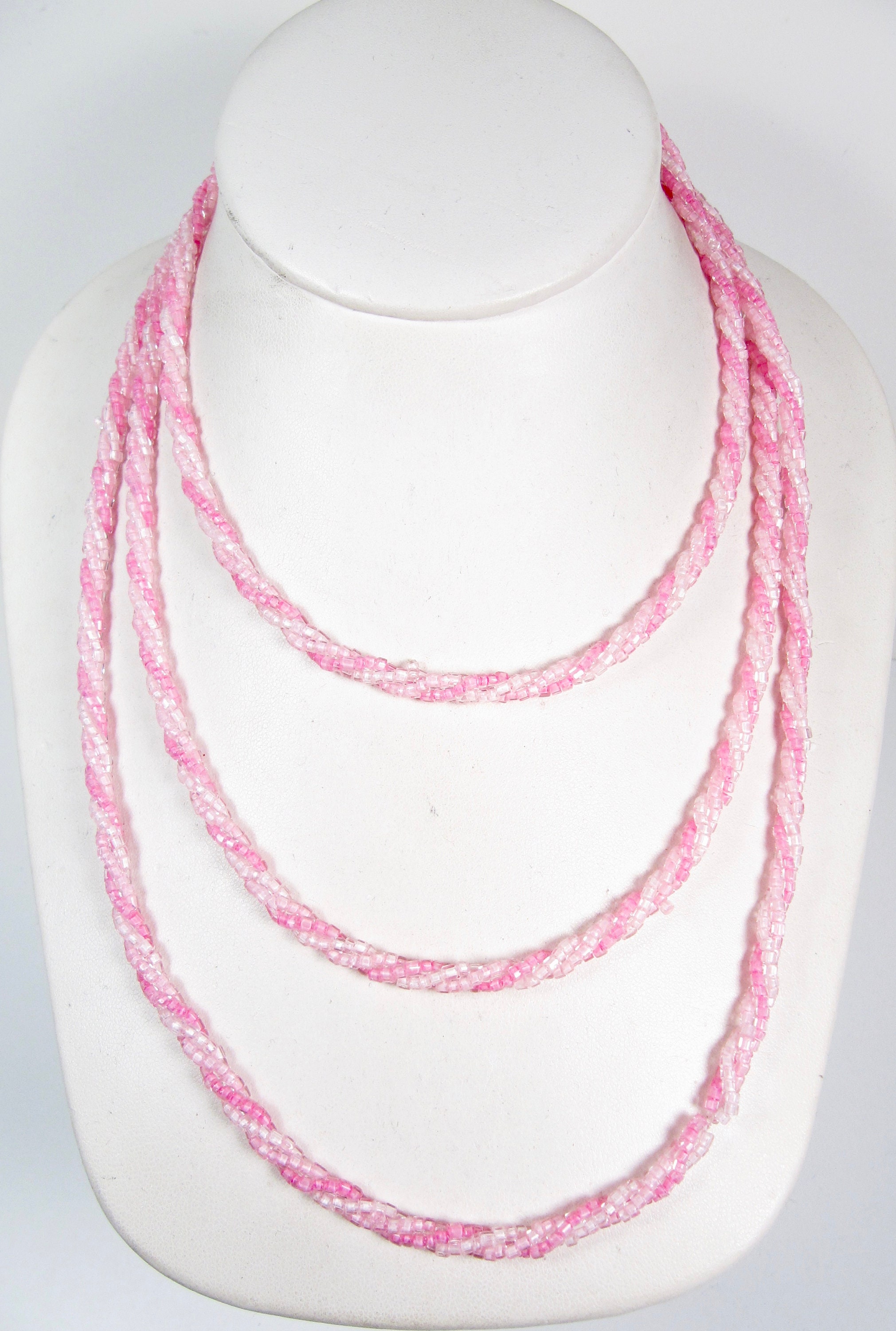 Single Twisted Strand Bubblegum Pink Seed Beads Necklace | Etsy