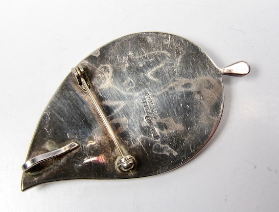Vintage Mexico Xola Sterling Silver Abalone Leaf Broo… - Gem