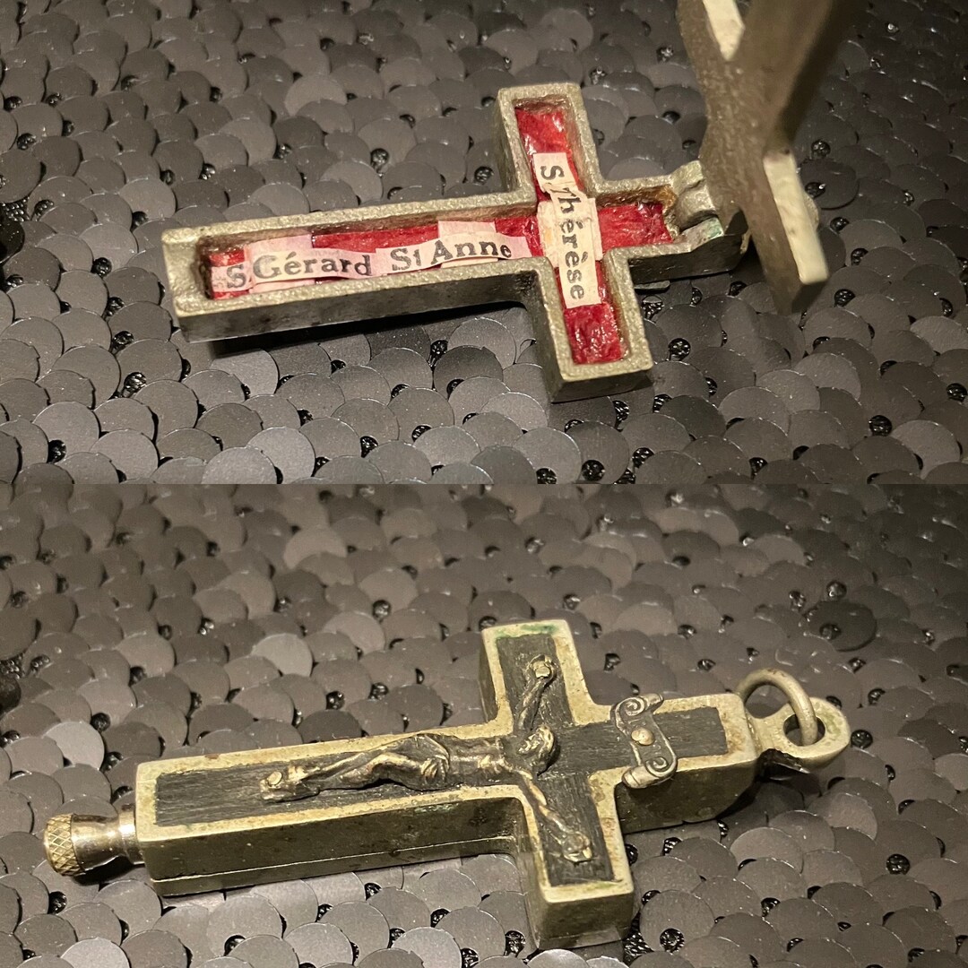 Vintage Reliquary Ebony Crucifix St Anne De Beaupre Relic St - Etsy