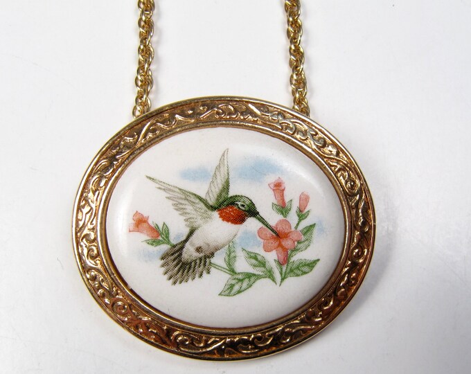 Vintage Avon Summer Song the Hummingbird Porcelain Pendant & Brooch ...