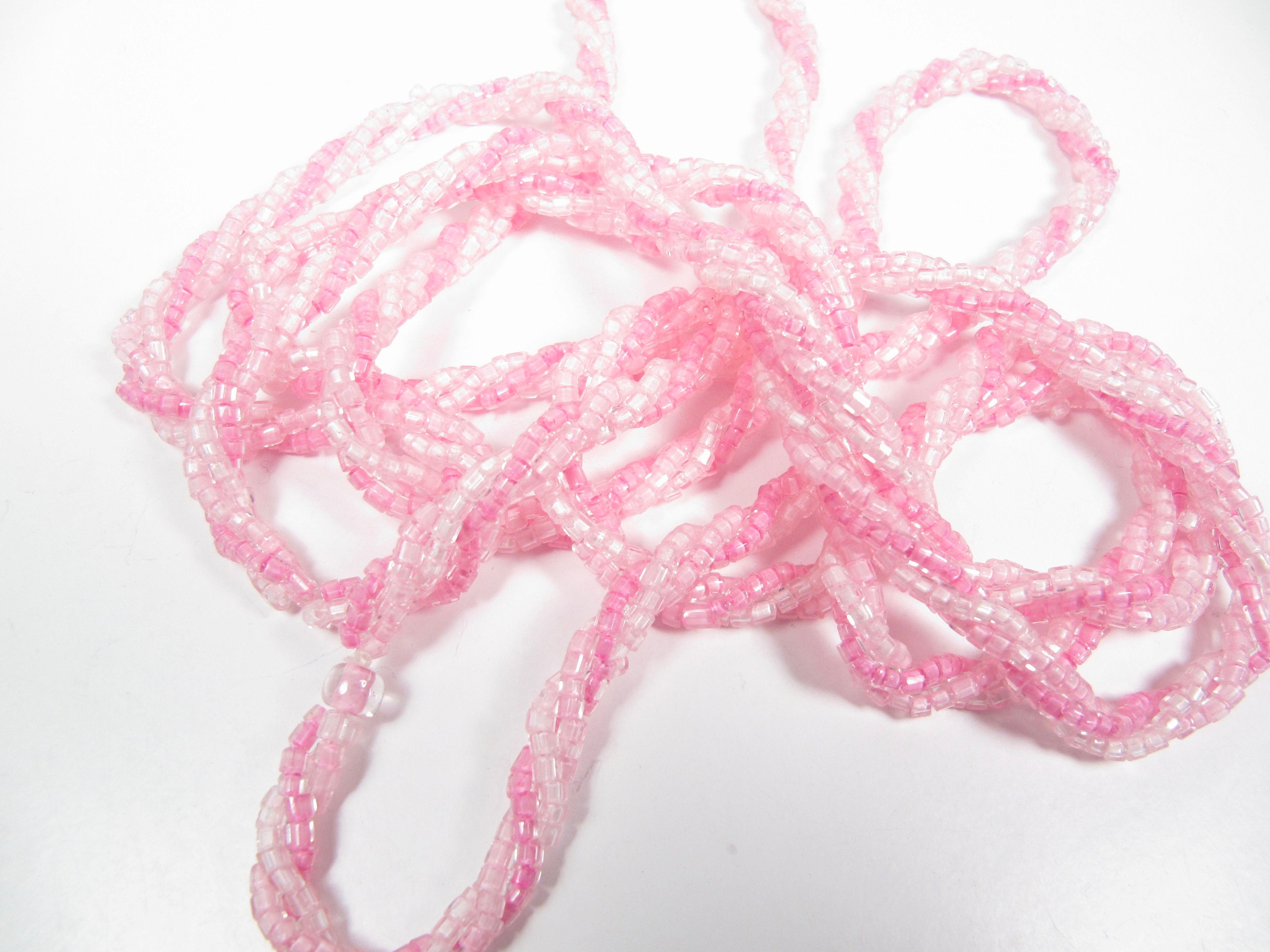 Single Twisted Strand Bubblegum Pink Seed Beads Necklace Flapper 54 ...