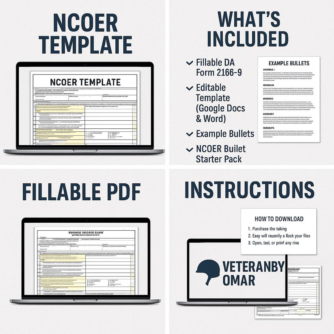 NCOER Support Form Template | Fillable DA Form 2166-9 | Editable Army ...