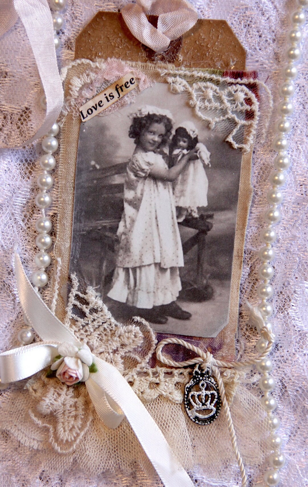 Girl With Doll ,victorian Junk Journal TAG ,vintage Gift TAG, Junk ...