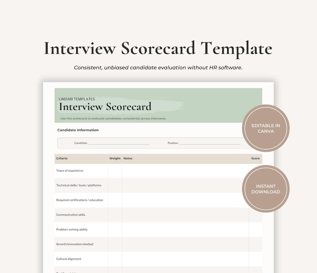 Interview Scorecard Template | Employee Candidate Evaluation Form ...