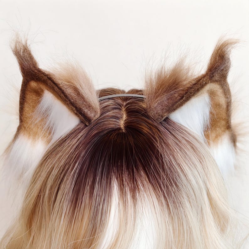 Chipmunk Squirrel Faux Fur Ears Tail Wig Choker Set Handmade Kawaii ...