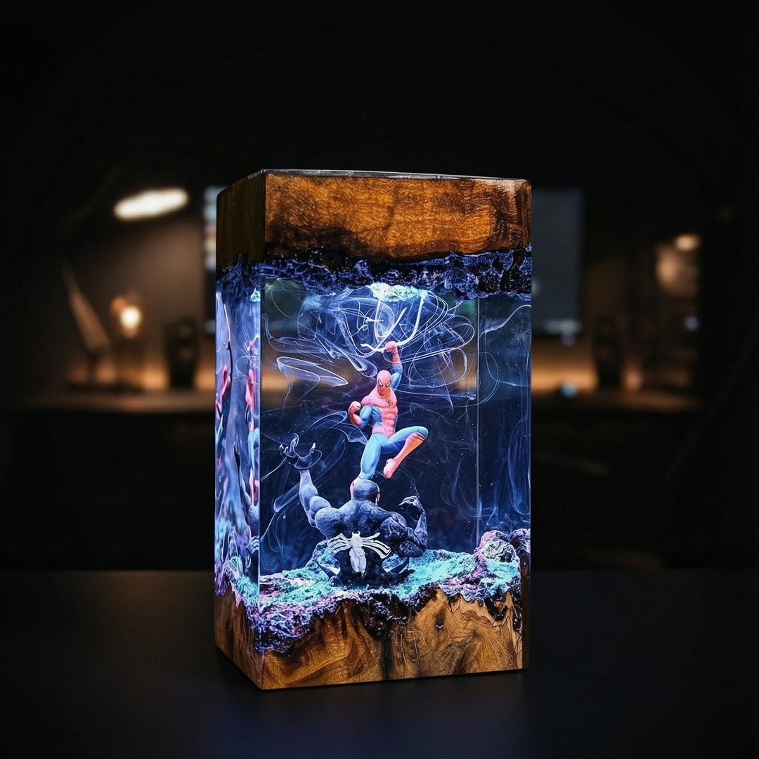 Superhero Resin Lamp – Ve.nom Night Light for Kids, Handmade Epoxy ...
