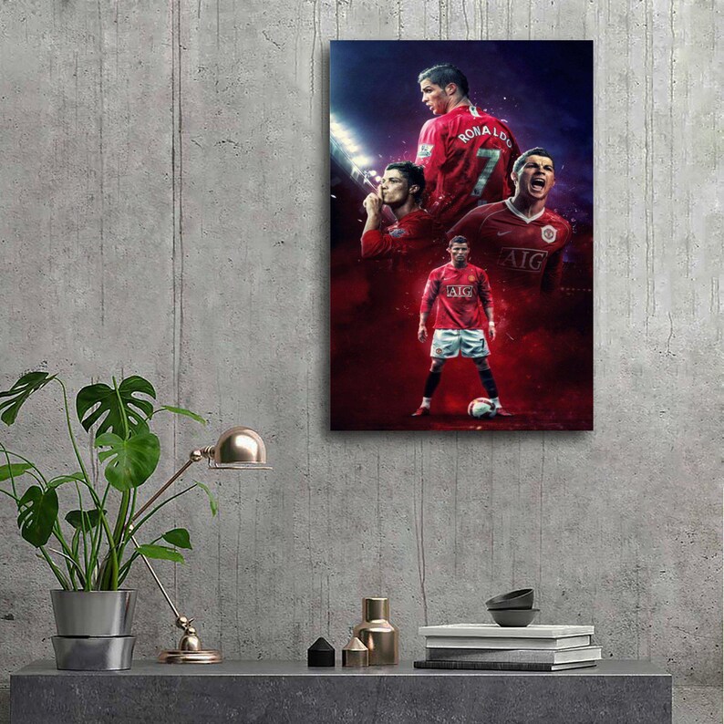 Cristiano Ronaldo Manchester United Wall Art, CR7 Soccer Legend Poster ...
