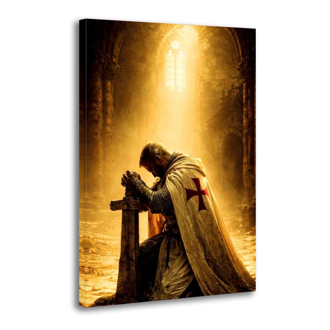 Medieval Knight Templar Prayer Canvas Print, Religious Historical Art ...