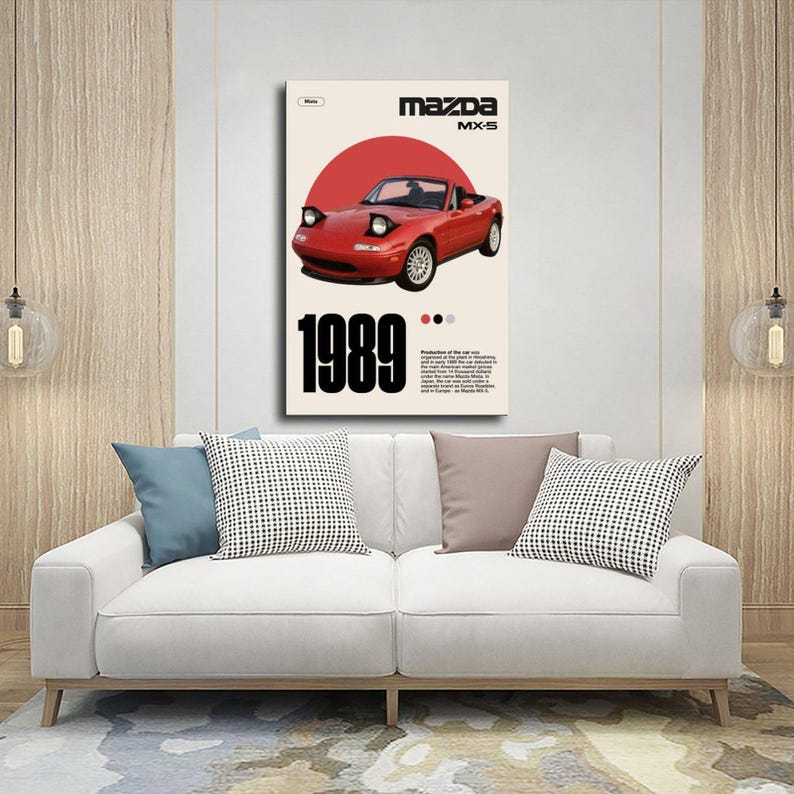 Mazda MX-5 Miata 1989 Wall Art Print, Classic Japanese Sports Car ...