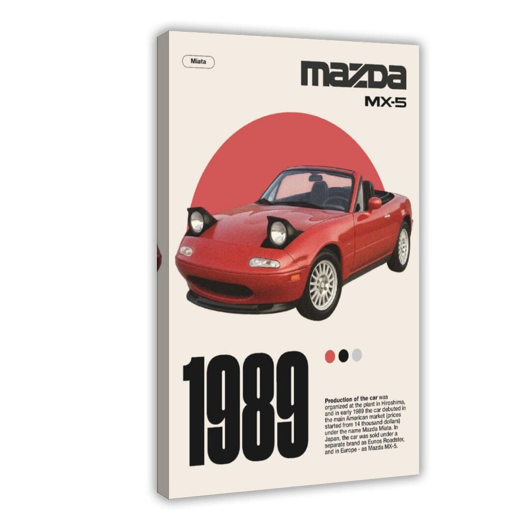 Mazda MX-5 Miata 1989 Wall Art Print, Classic Japanese Sports Car ...