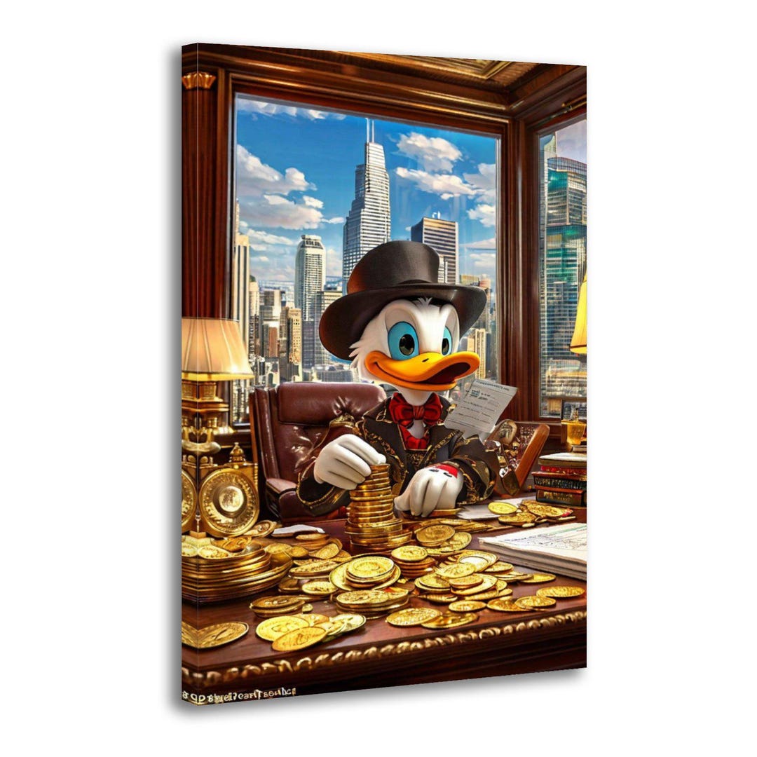 Scrooge Mcduck in Office, Wealthy Duck Wall Art, Cartoon Character ...
