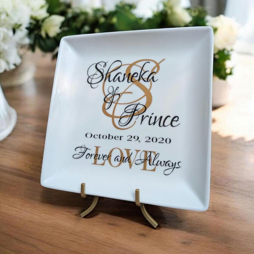 Personalized Wedding Gift Plate - Anniversary Gift for Couple - Bridal ...