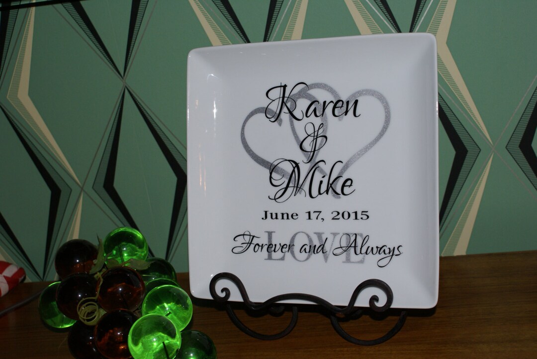 Personalized Wedding Plate Couple Name Date Custom Perfect Gift Idea ...