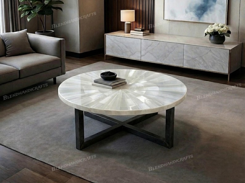 Selenite Round Coffee Table – Luxury Natural Stone Dining Table ...