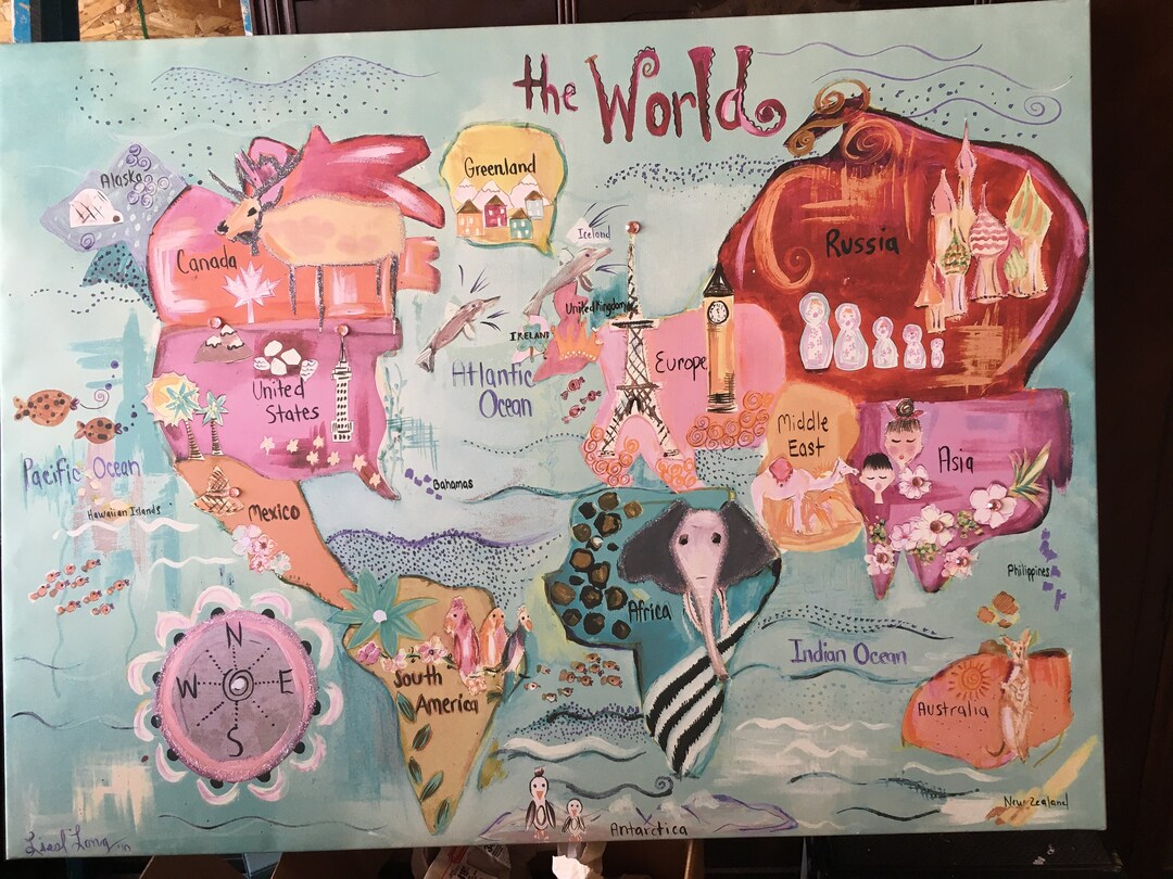 Liesl Long the World Painting on Canvas - Etsy