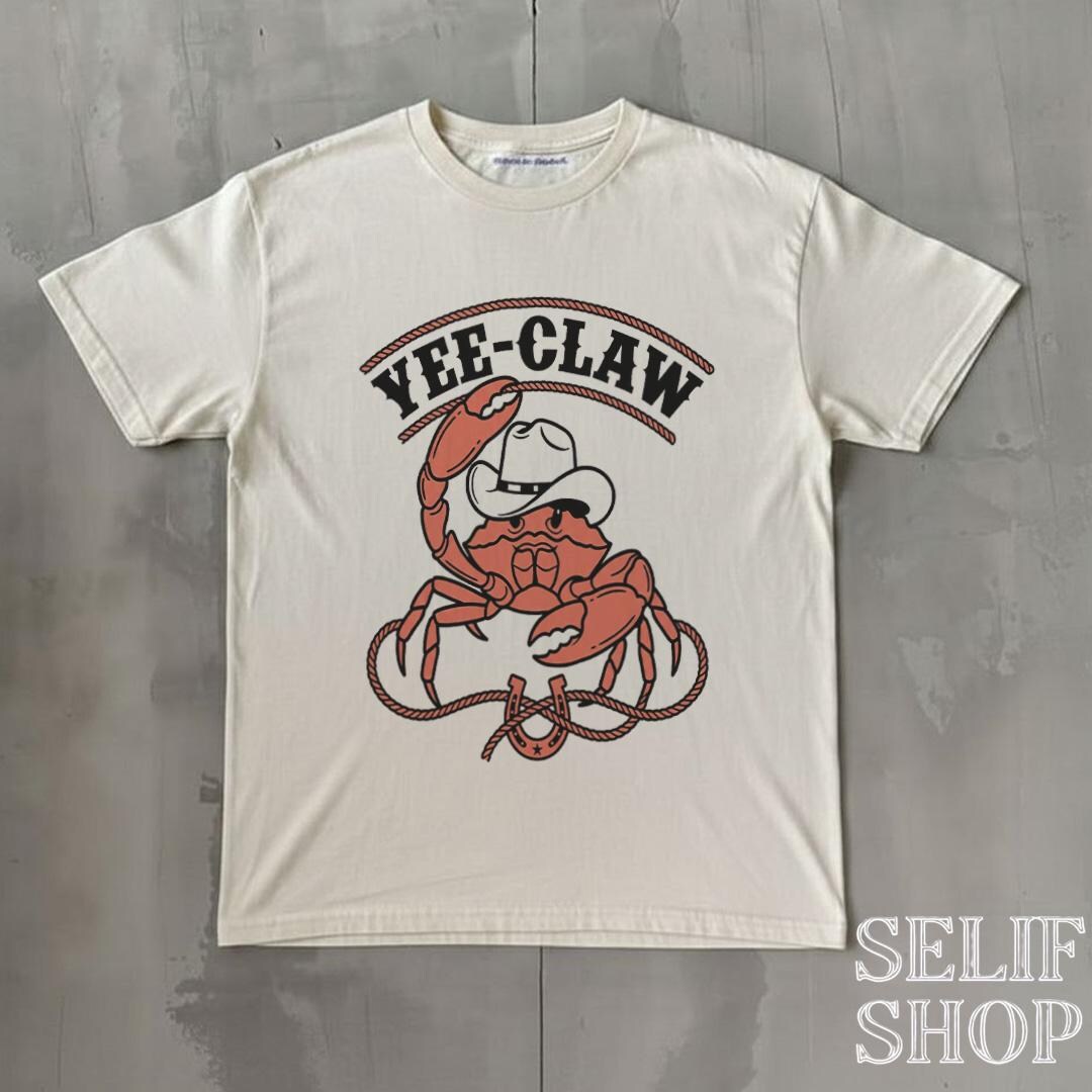 Cowboy Crab Yee-claw Vintage T-shirt, Funny Country Western Graphic Tee ...