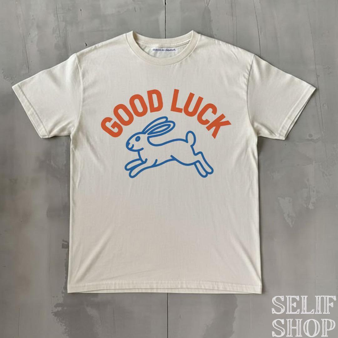Good Luck Shirt, Retro Rabbit Graphic Tee, Retro Western Style, Bunny ...