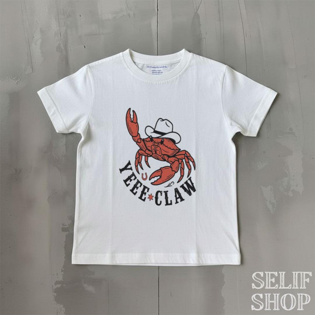 Cowboy Crab Yee-claw Vintage T-shirt for Kids, Funny Country Western ...