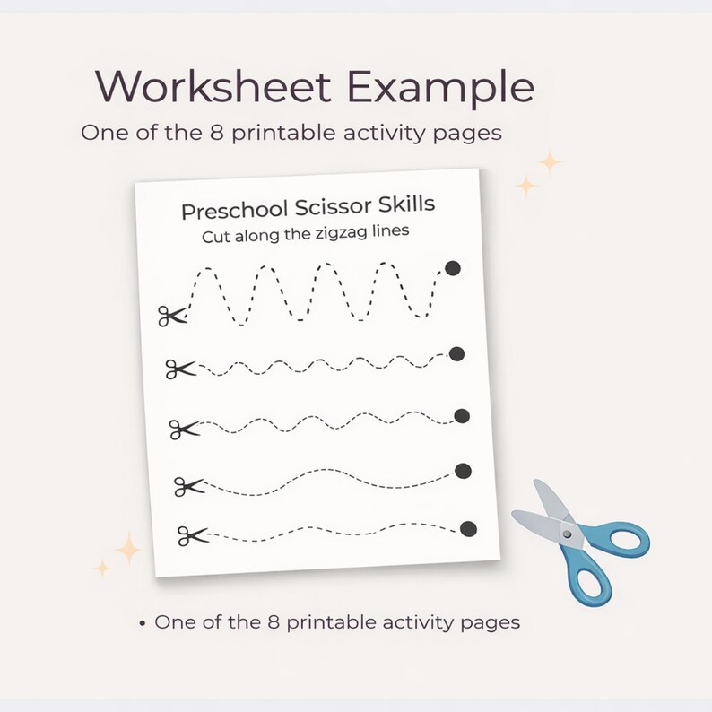 Kids Scissor Skills Worksheets, Preschool Cutting Practice, Printable ...