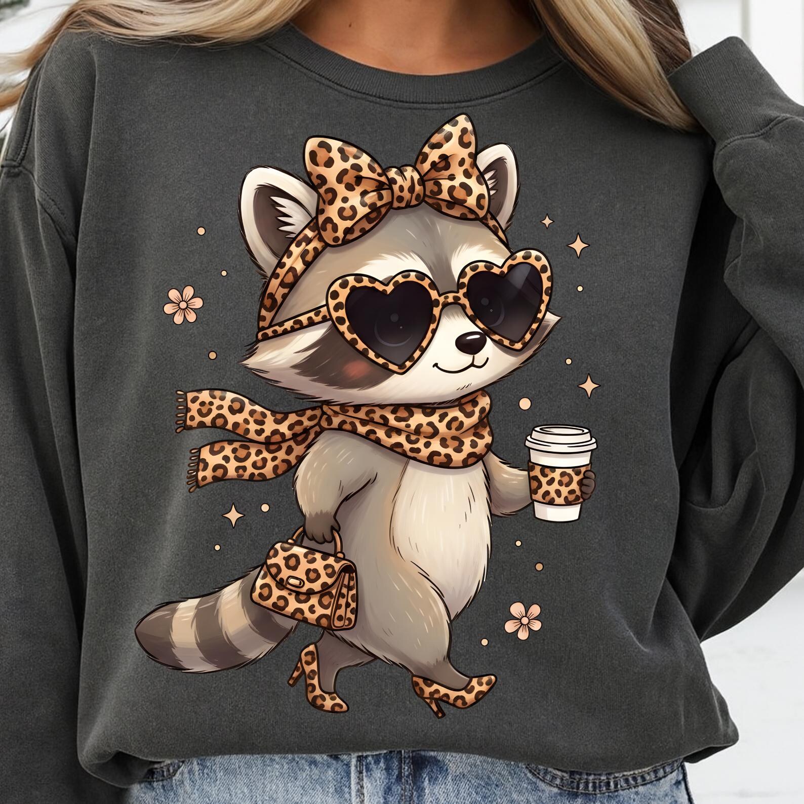 Boujee Leopard Print Raccoon PNG, Chic Clipart - Etsy