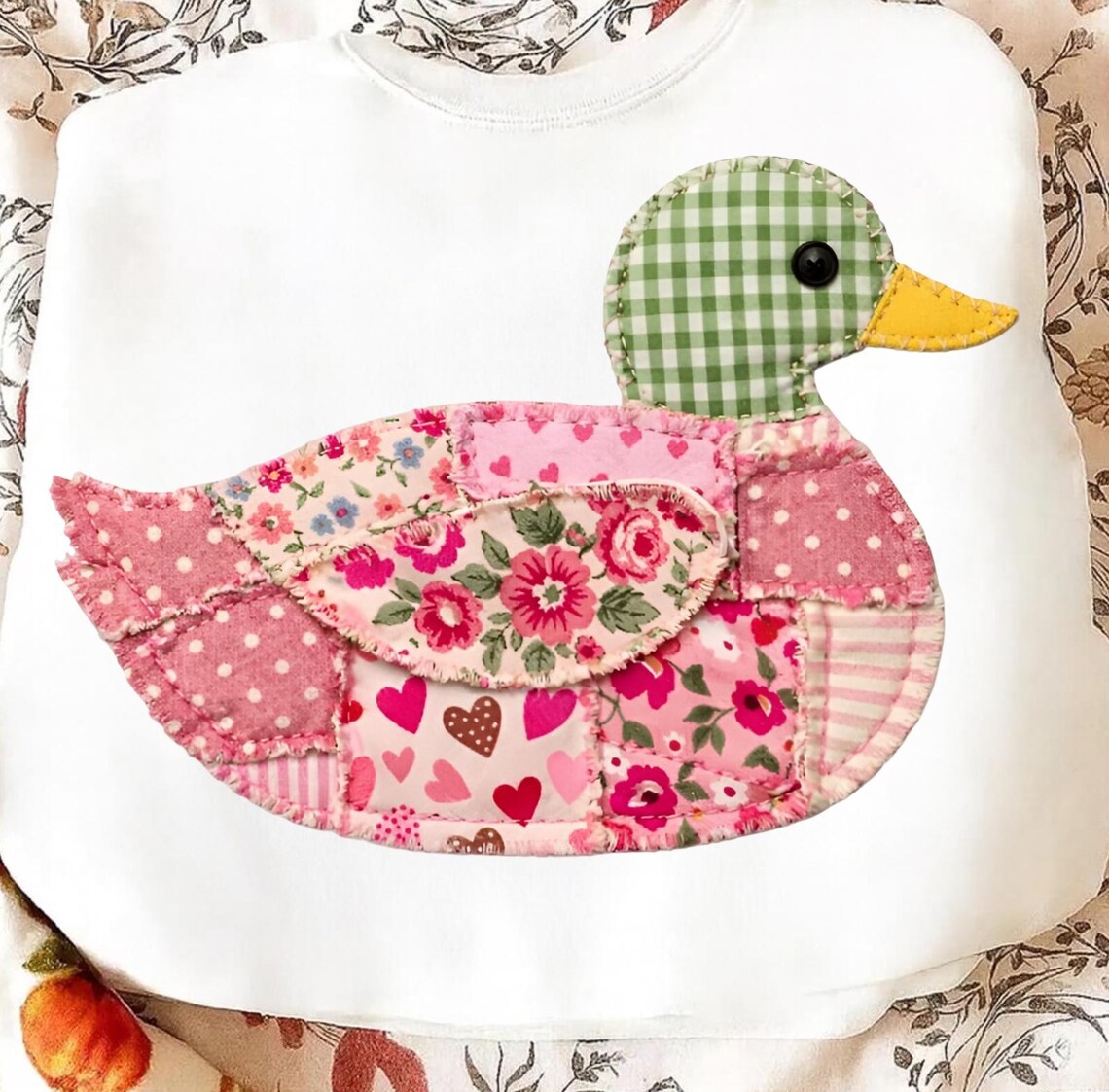 Grandma Core Duck PNG, Patchwork Quilted Mallard Duck Design, 90s ...