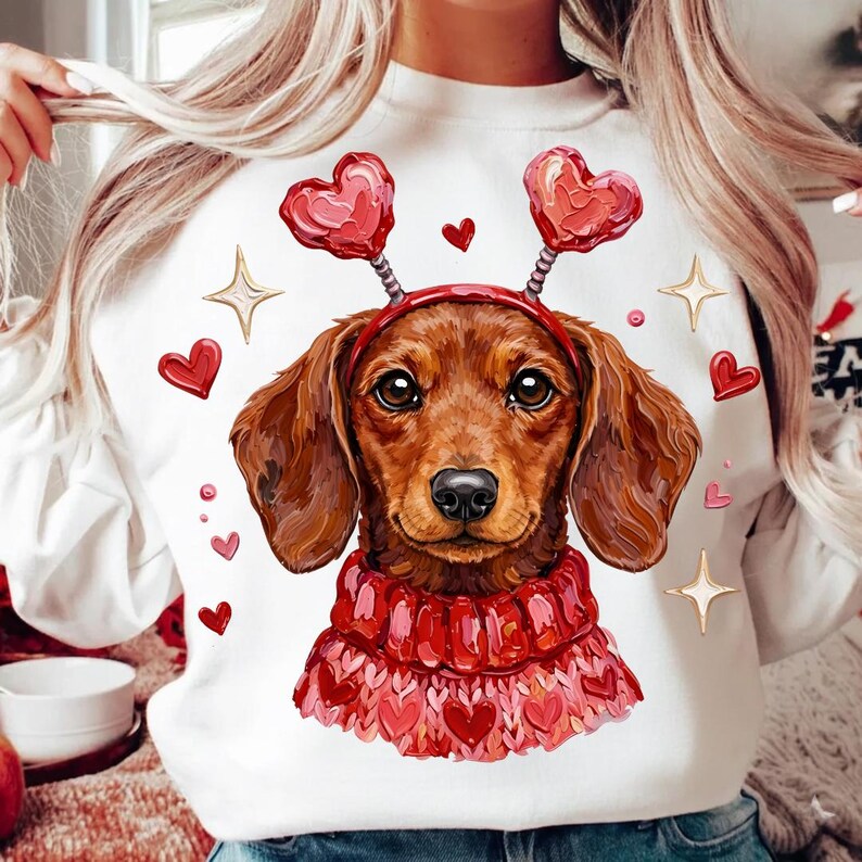 Valentine Dachshund PNG, Cute Dog Valentine Clipart, Love Puppy PNG ...