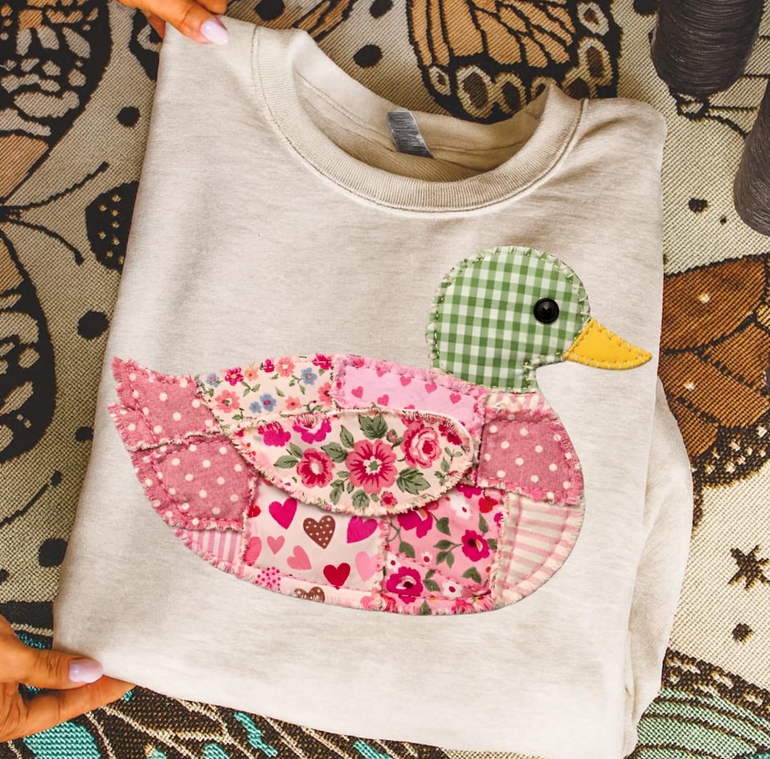 Grandma Core Duck PNG, Patchwork Quilted Mallard Duck Design, 90s ...