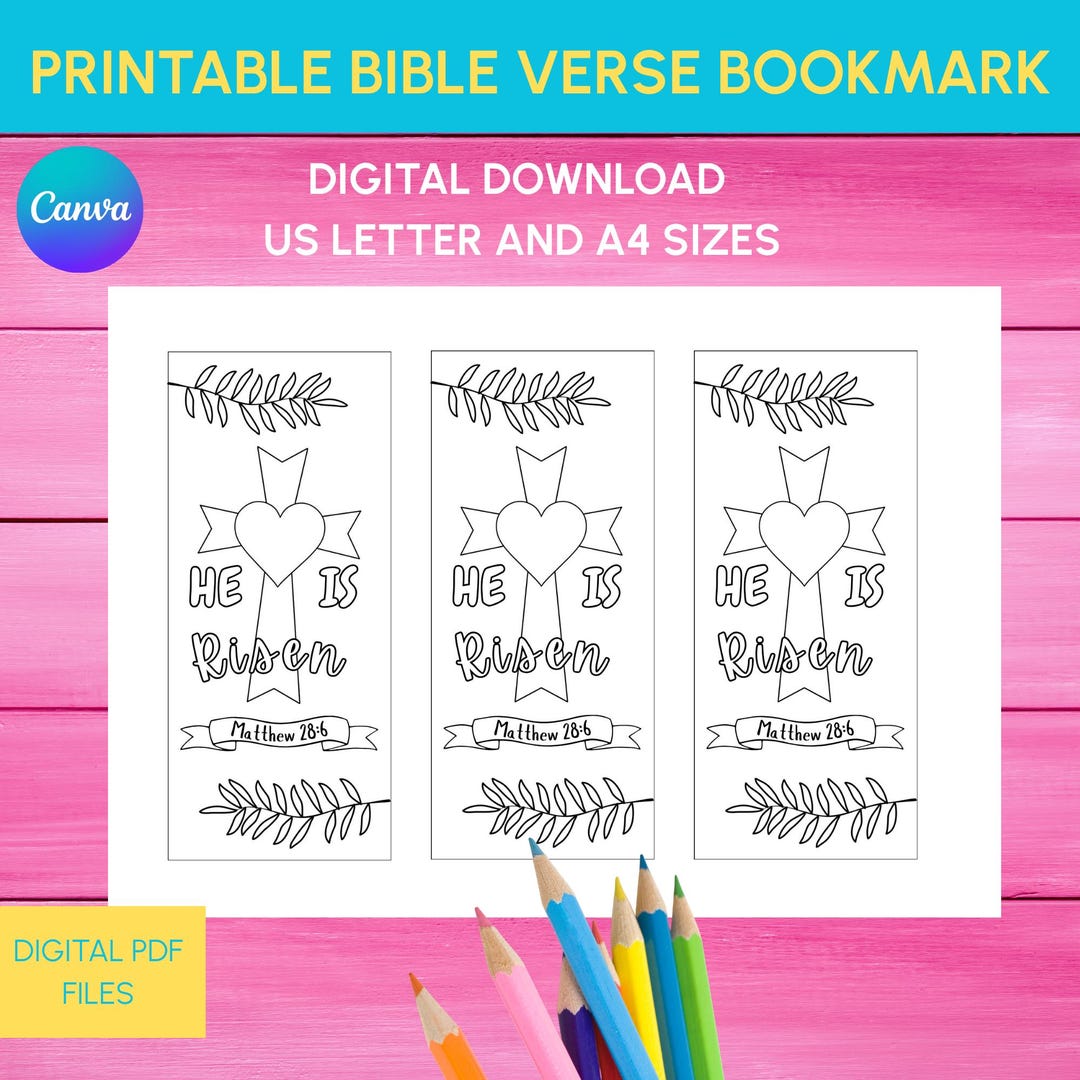 Easter Bible Verse Bookmark He is Risen Matthew 28:6 Christian ...