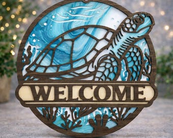 Welcome Sea Turtle Sign, Digital Download, Digital Download, Door ...