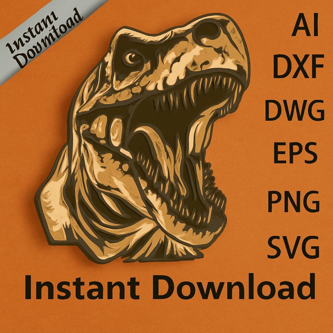 3D T-rex Mandala SVG, Dinosaur Layered Cut File, T Rex Laser Cut CNC ...