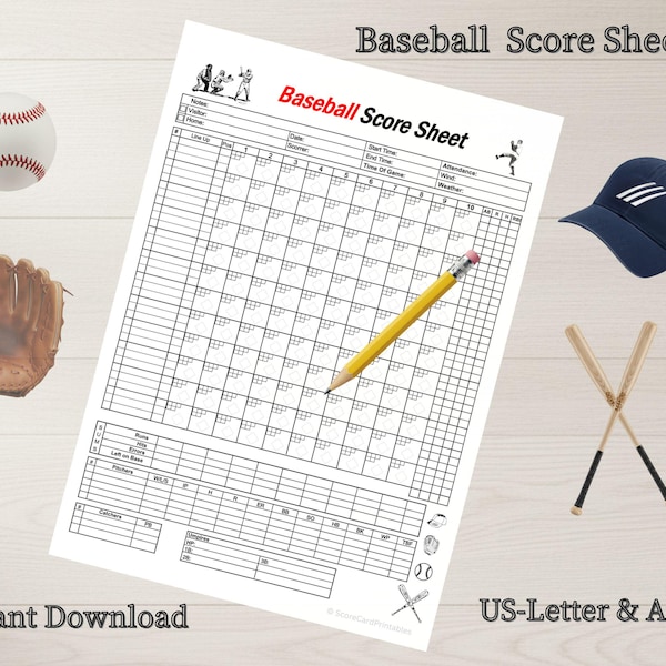 Baseball score sheet - Etsy México