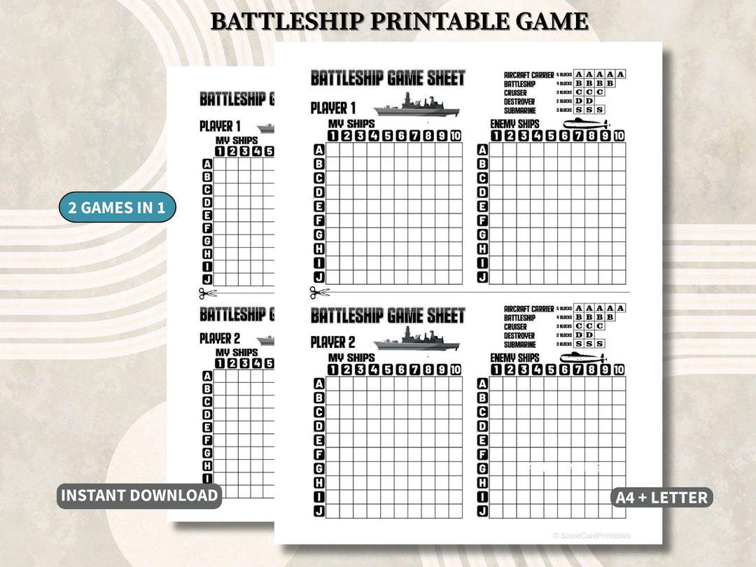 Battleship Logic Grid Game, Kids Travel Activity, Classroom Game (A4 ...