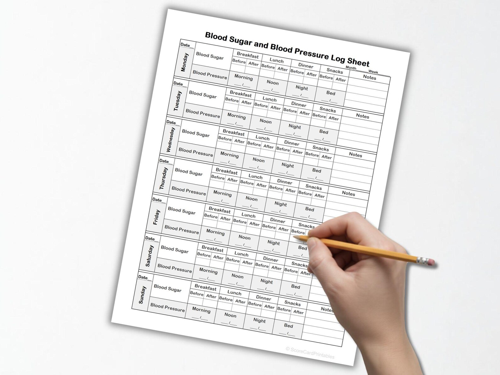 Blood Sugar Log Printable, Blood Pressure Log Printable PDF, Diabetes ...