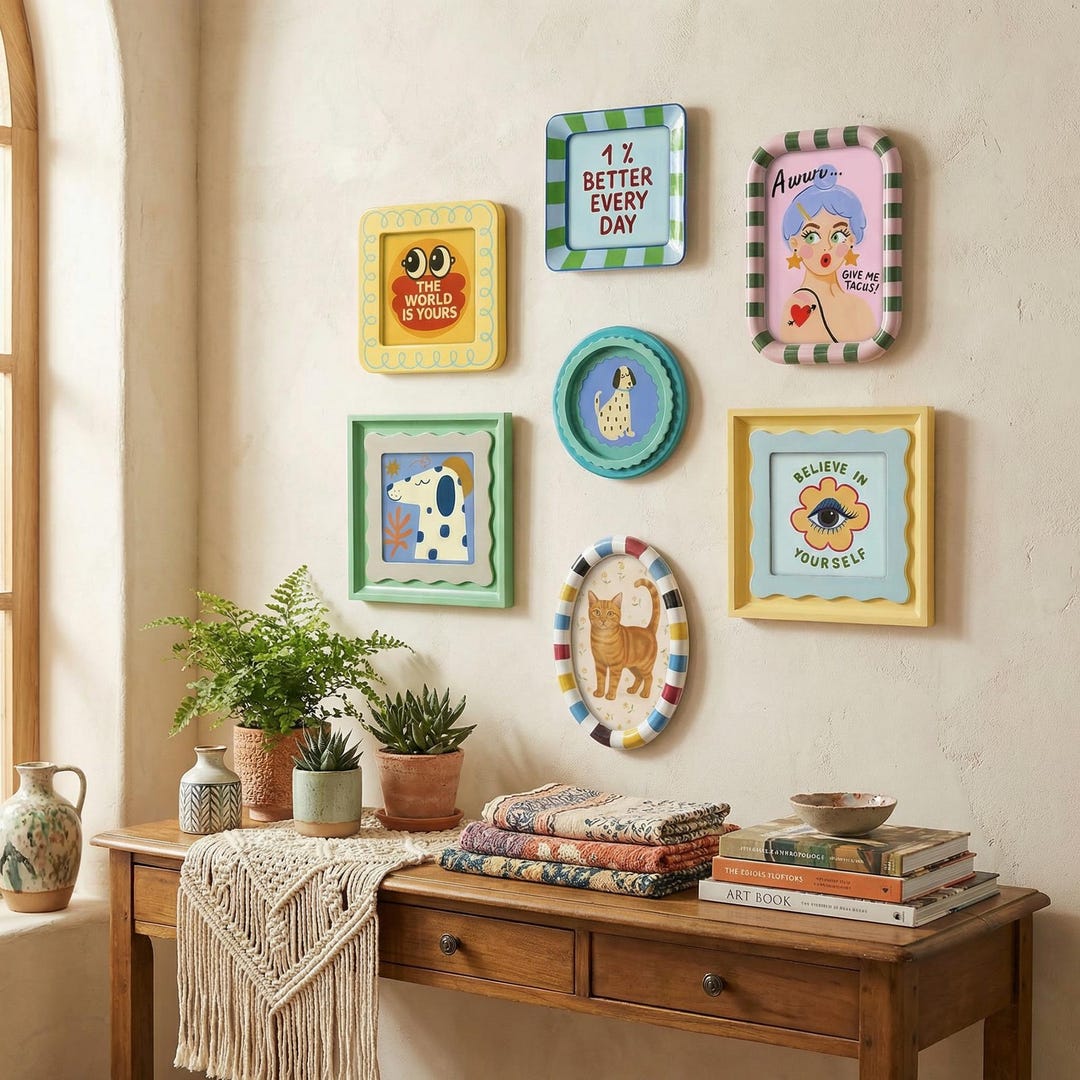 Playful Colorful Picture Frames, Boutique Scalloped 4x4 4x6 Photo Frame ...