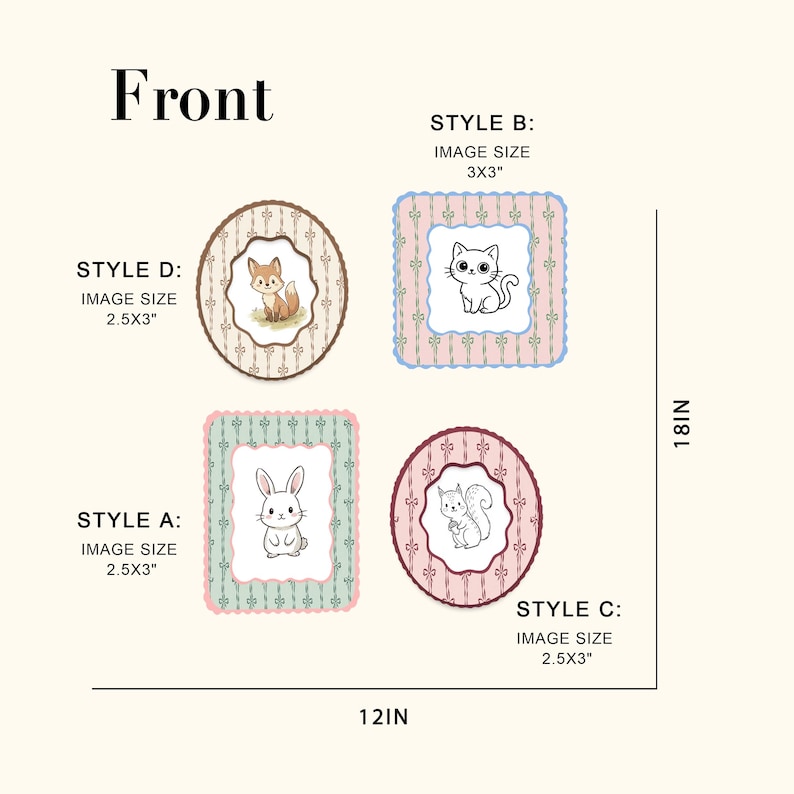 Vintage Cute Animal Pet Picture Frames, Woodland Creature Decor, Wall ...