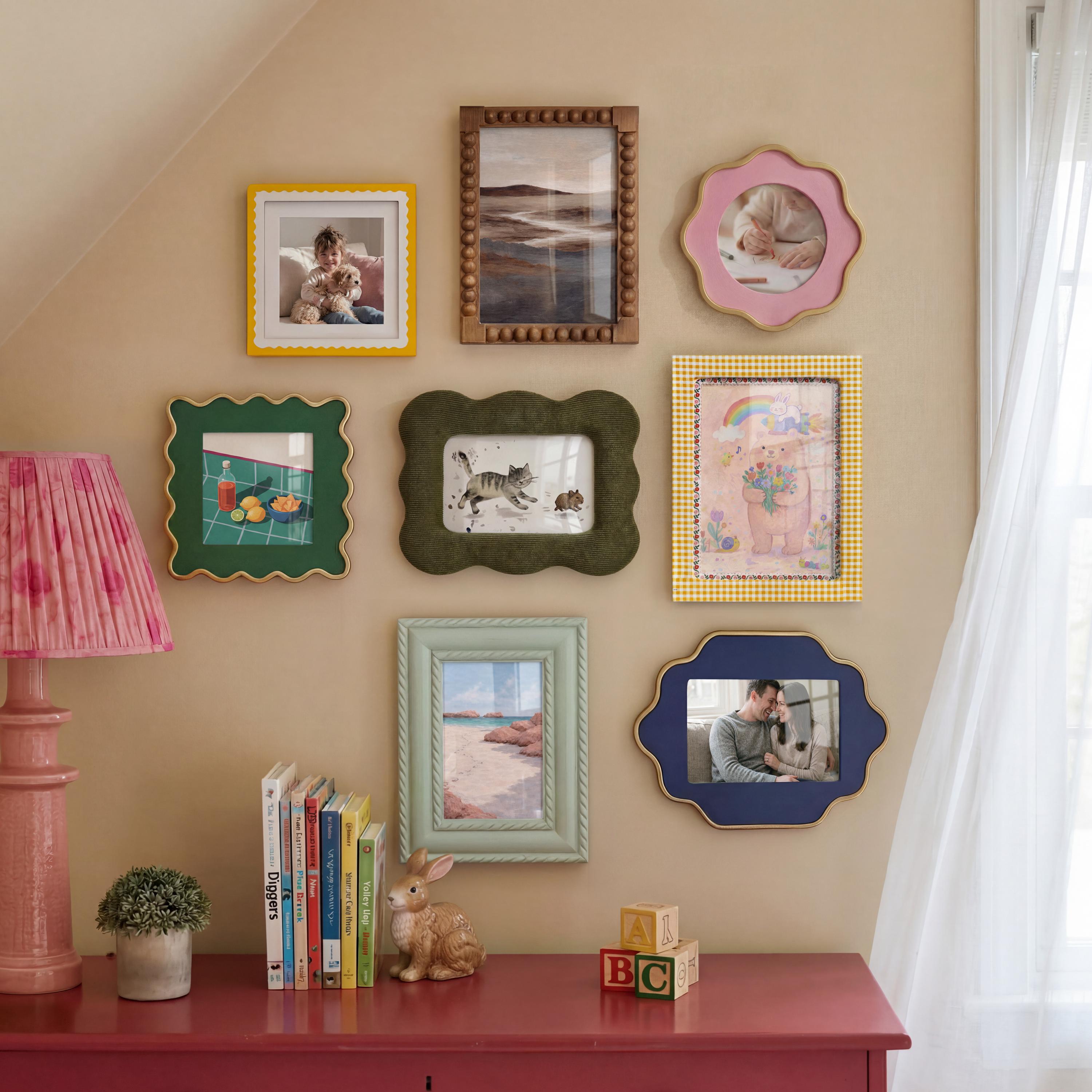 8-piece Scalloped Picture Frame Set, Colorful Decorative Mix & Match ...