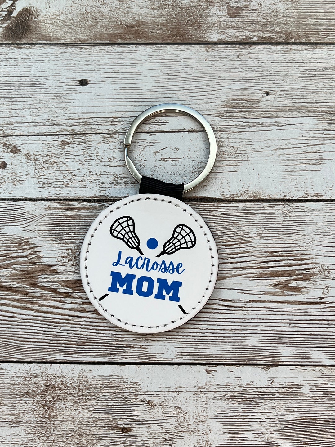 Lacrosse Mom Round Leather Keychain, Lacrosse Keychain, Round Keychain ...