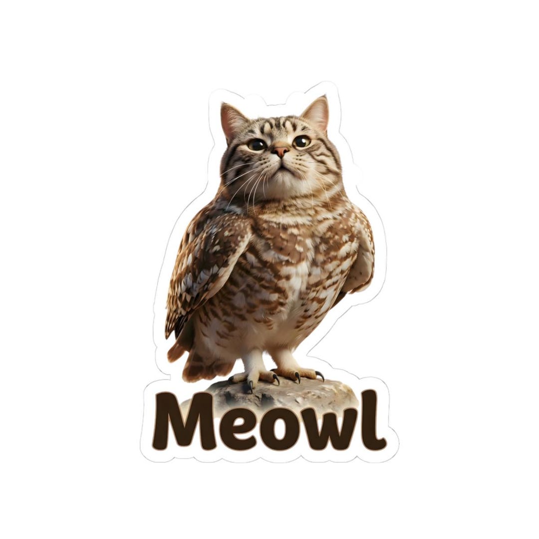 Meowl Cat-owl Mashup Sticker | Kiss-cut Sticker - Etsy
