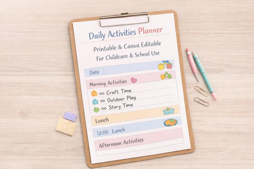 Daily Activity Planner for Kids | Childcare & School Planner ...