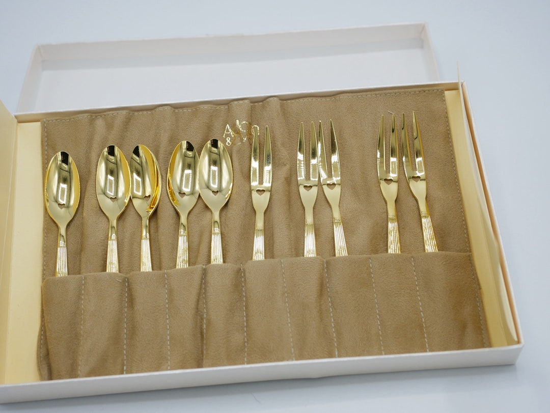 Vintage Cocktail Spoons and Forks Set Adam and Eve Japan Table Ware Set ...