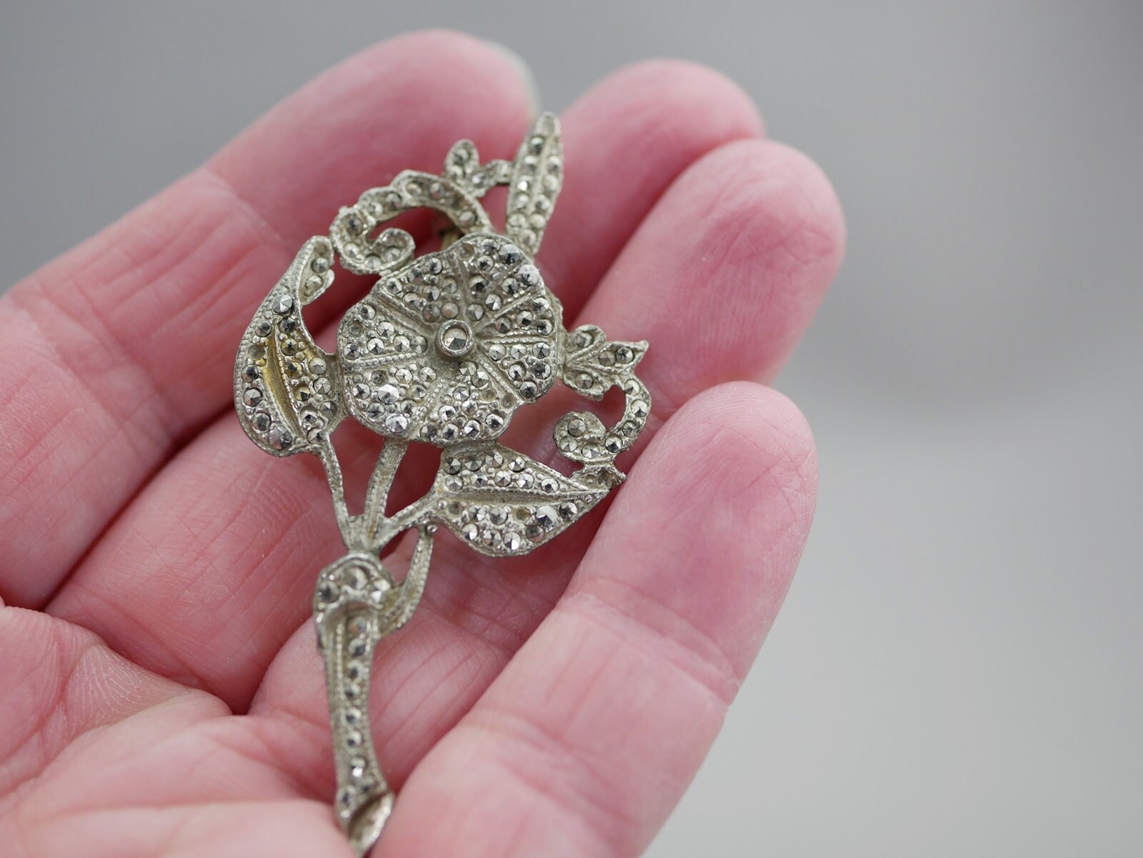 Vintage Marcasite Flower Pin Brooch Sweet Vintage Marcasite Pin CB19 - Etsy